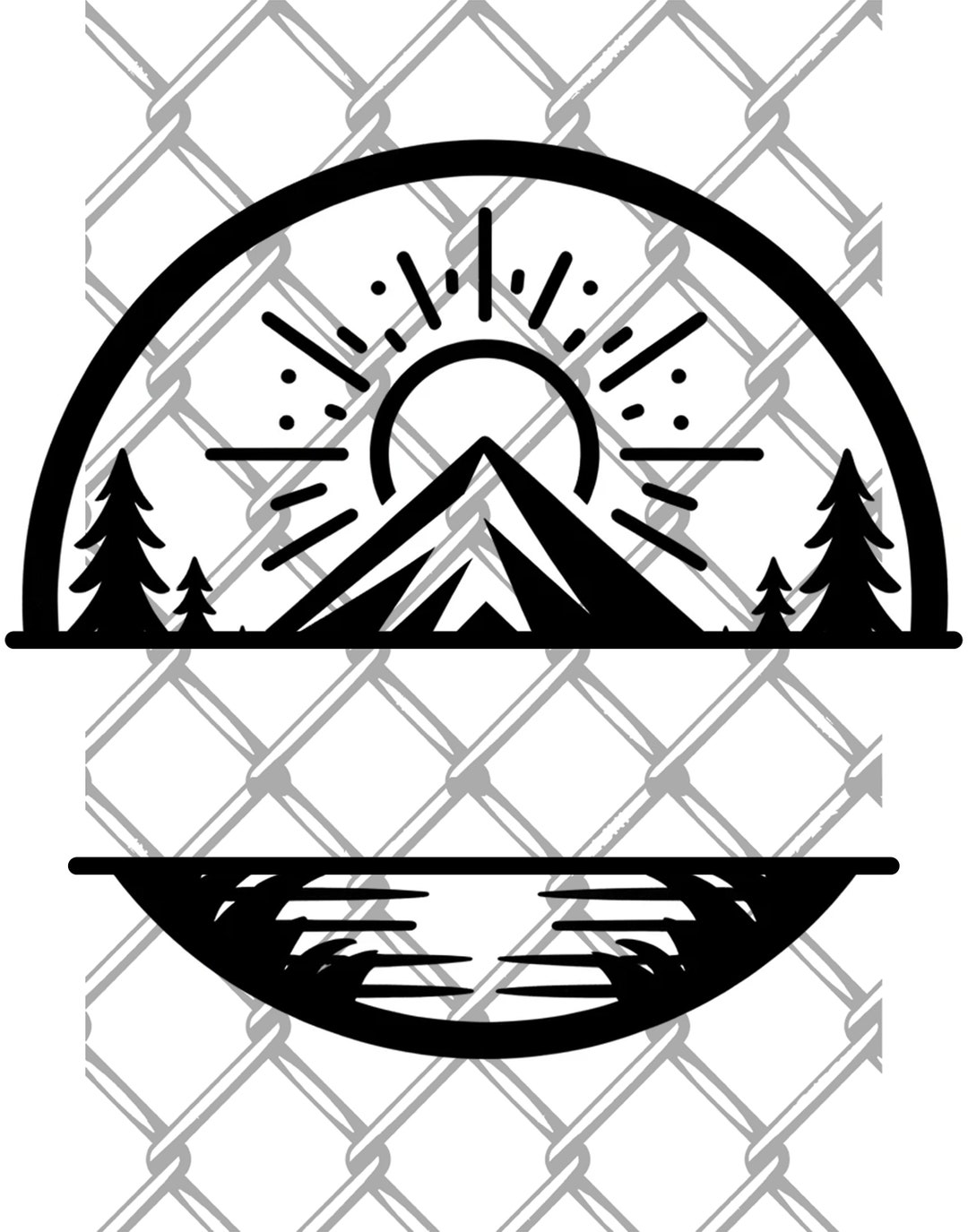 Mountain, Sun, Lake and Forest Monogram SVG, Forest Split Name Frame ...