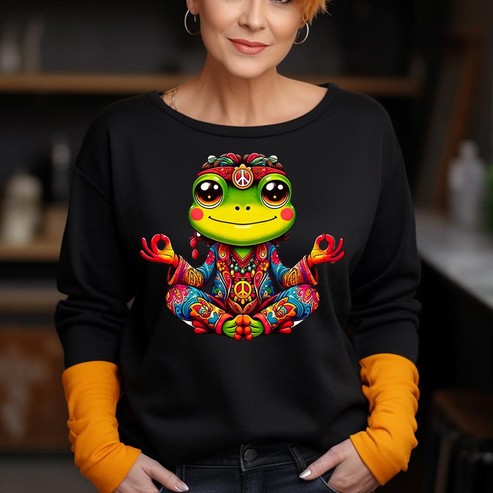 Cute Hippie Frogs Clipart Bundle, Tadpole Stickers, Adorable Wall Art ...