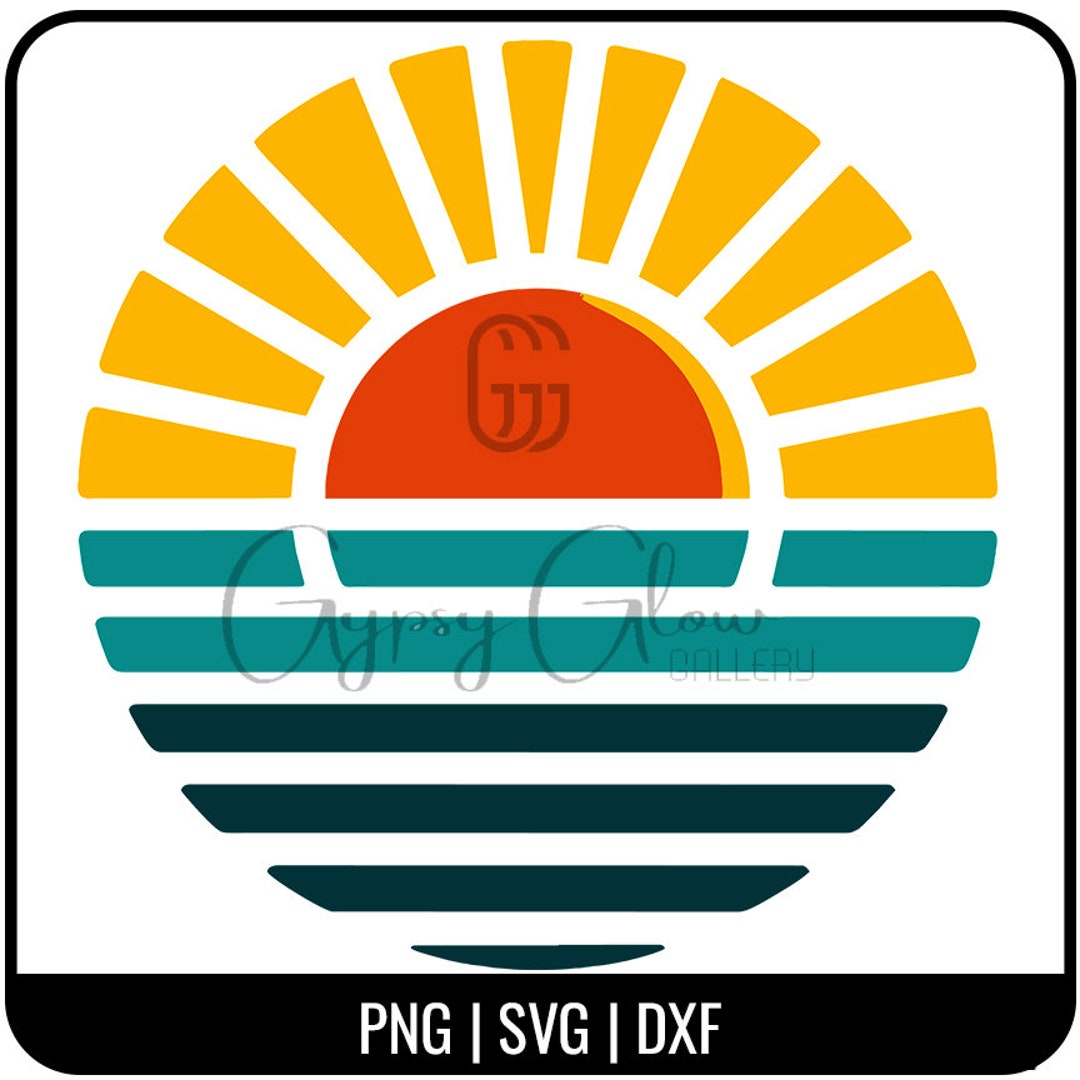 Retro Sunset Rays Reflection Water Svg Png Pdf Psd Jpg Files Clipart ...