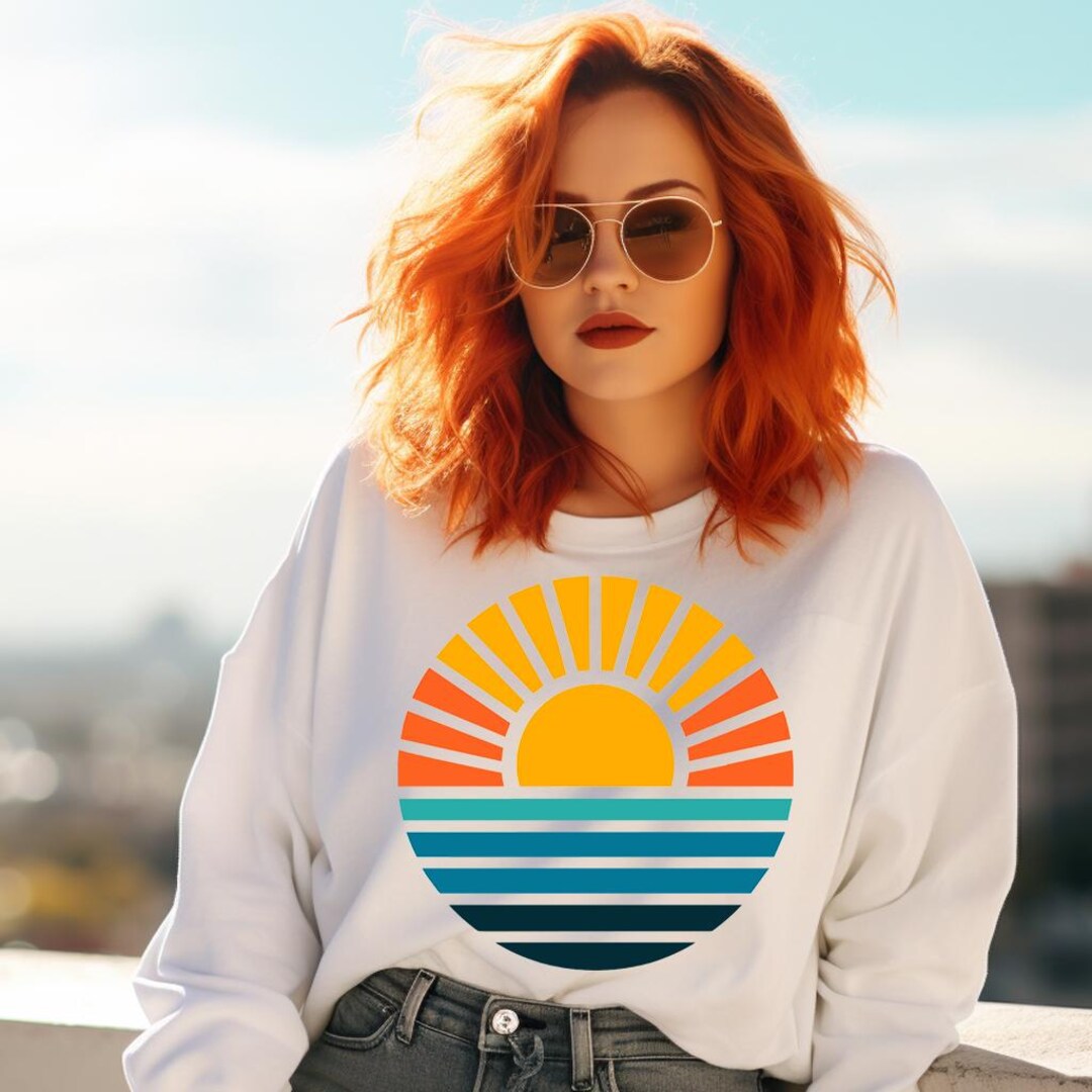 Retro Sunset Rays Reflection Water Svg Png Pdf Psd Jpg Files Clipart ...