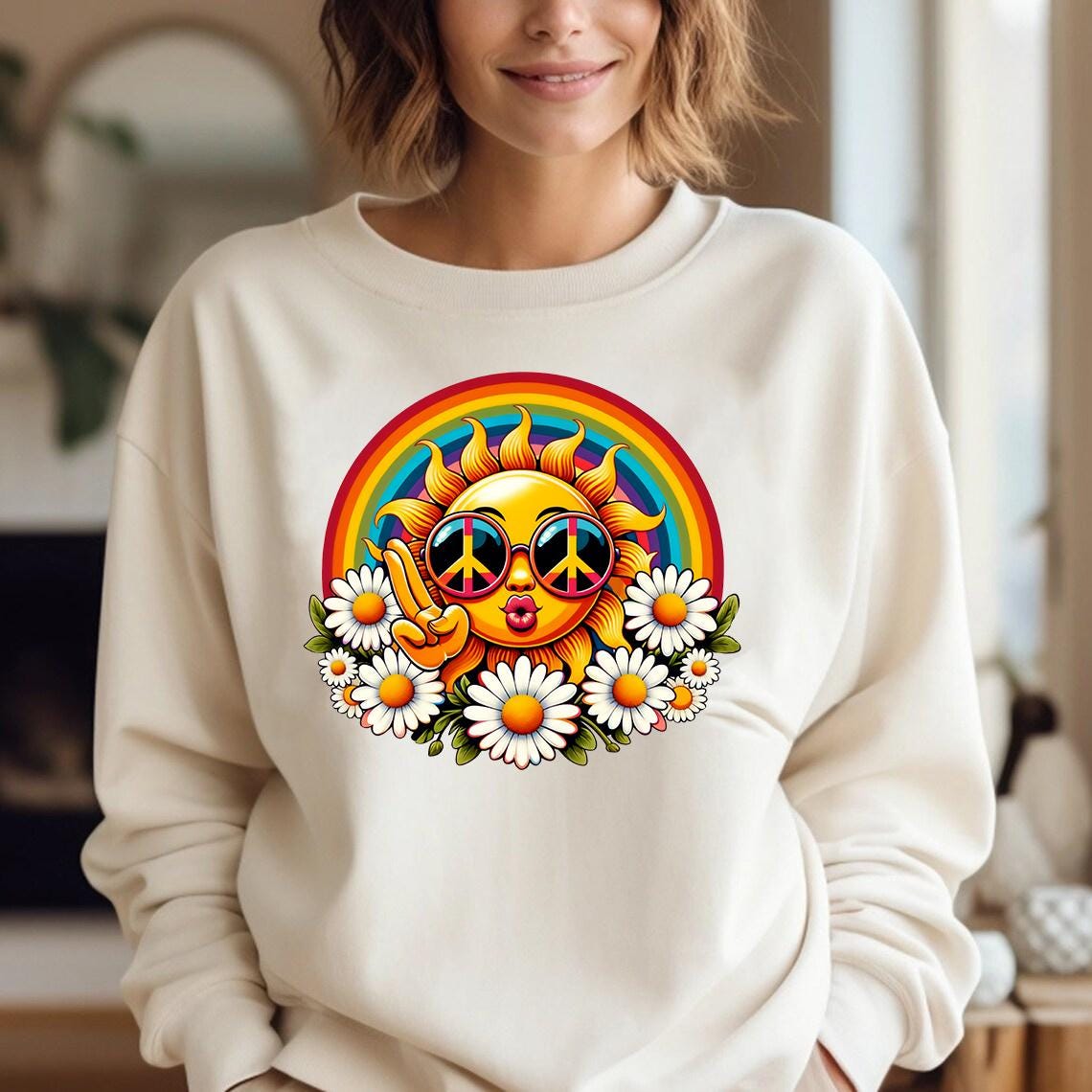 Groovy Hippie Sun PNG: Rainbow Clipart (digital Download) - Etsy