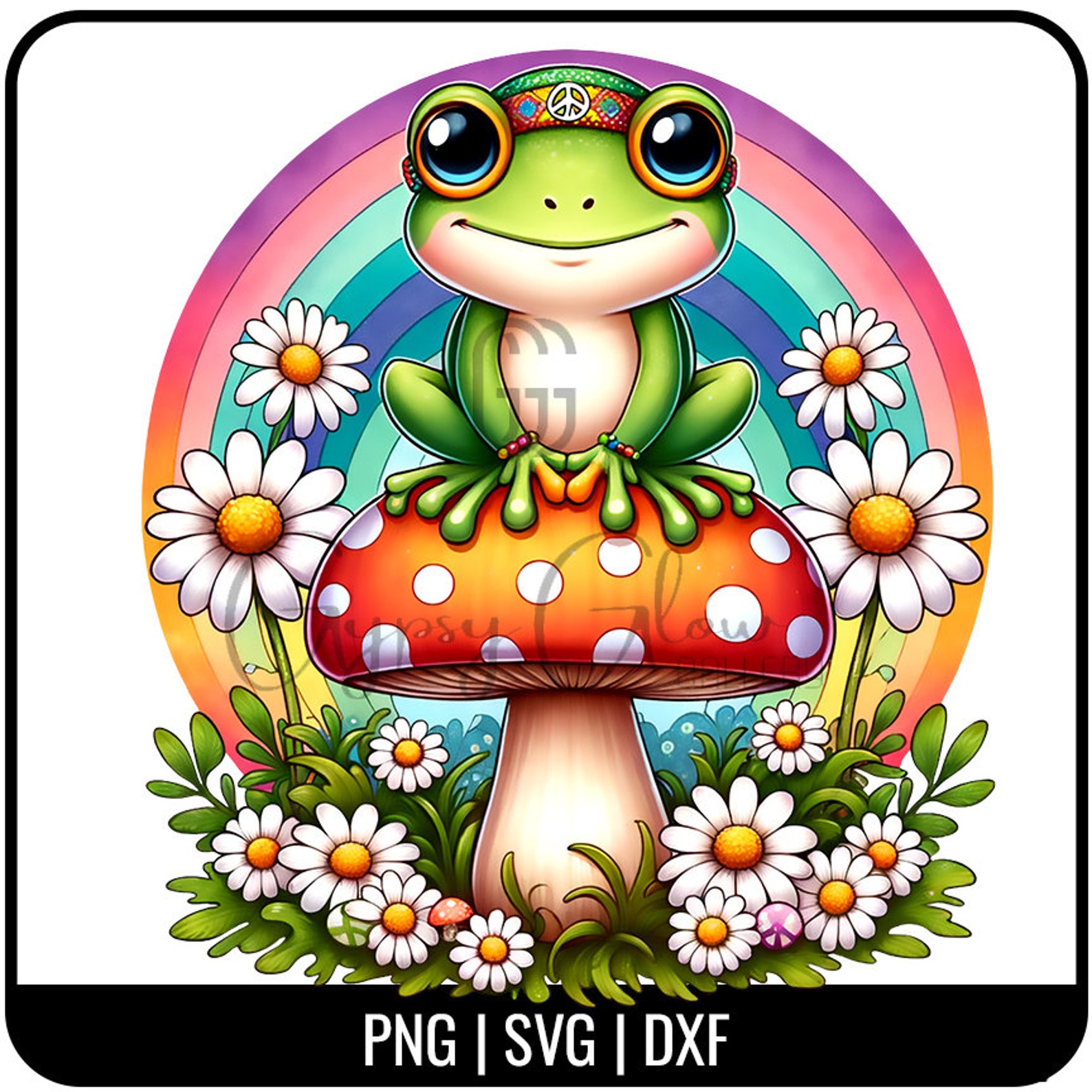 Cute Hippie Frogs Clipart Bundle, Tadpole Stickers, Adorable Wall Art ...