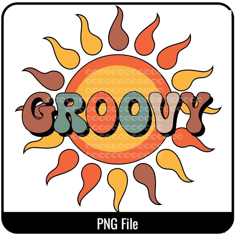 Groovy Sun Retro PNG | Sublimation Digital Design Download | Hippie ...