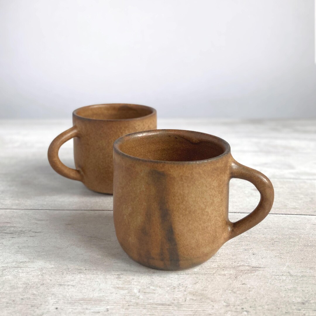 Handmade Ceramic Espresso Cup in Autumnal Brown Mottled Glaze, Gift for ...