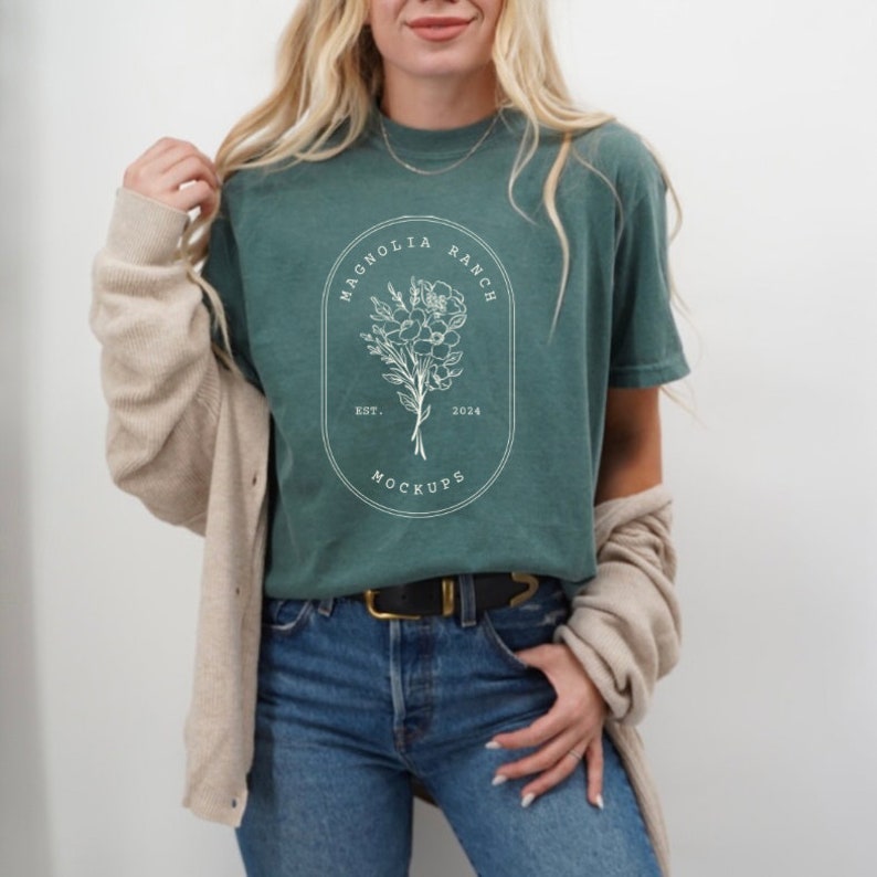 Mock up : Comfort Colors - Garment-dyed Heavyweight T Shirt - 1717 Blue ...