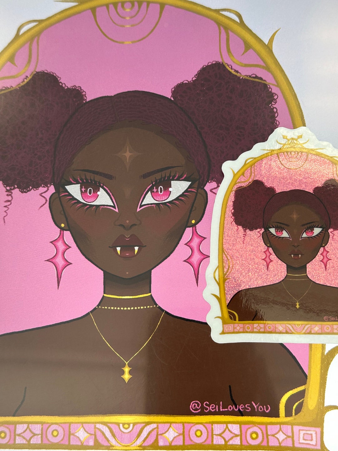 Vampire Princess Pastel Pink Gold Glitter Sticker Elegant Stickers for ...