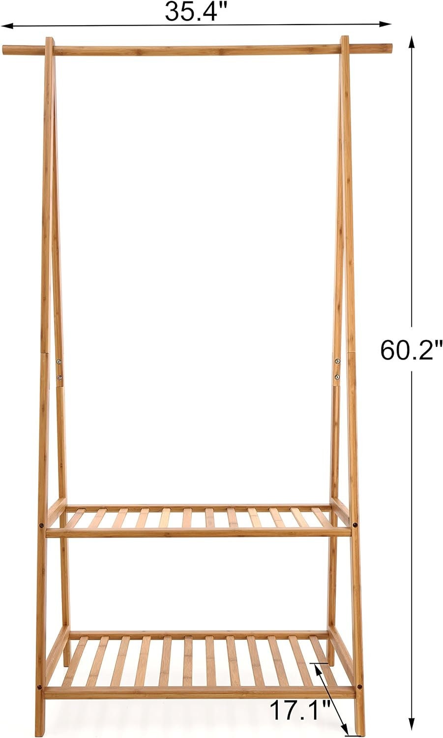 2 Tier Bamboo Clothes Rack Garment Rack Standing Coat Rack Closet Rack ...