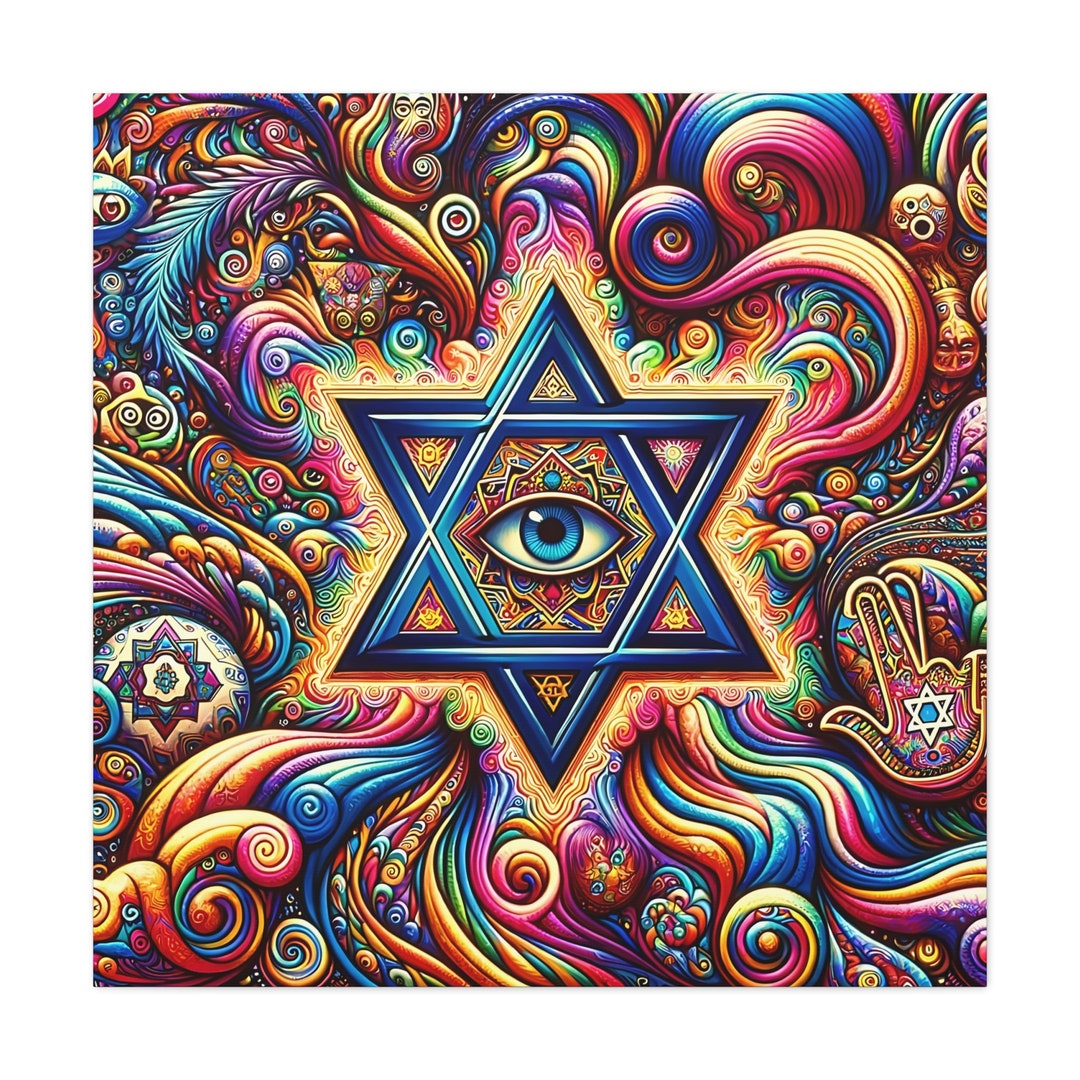 Jewish Iconography in Acid Art Style Matte Canvas, Stretched, 1.25 - Etsy