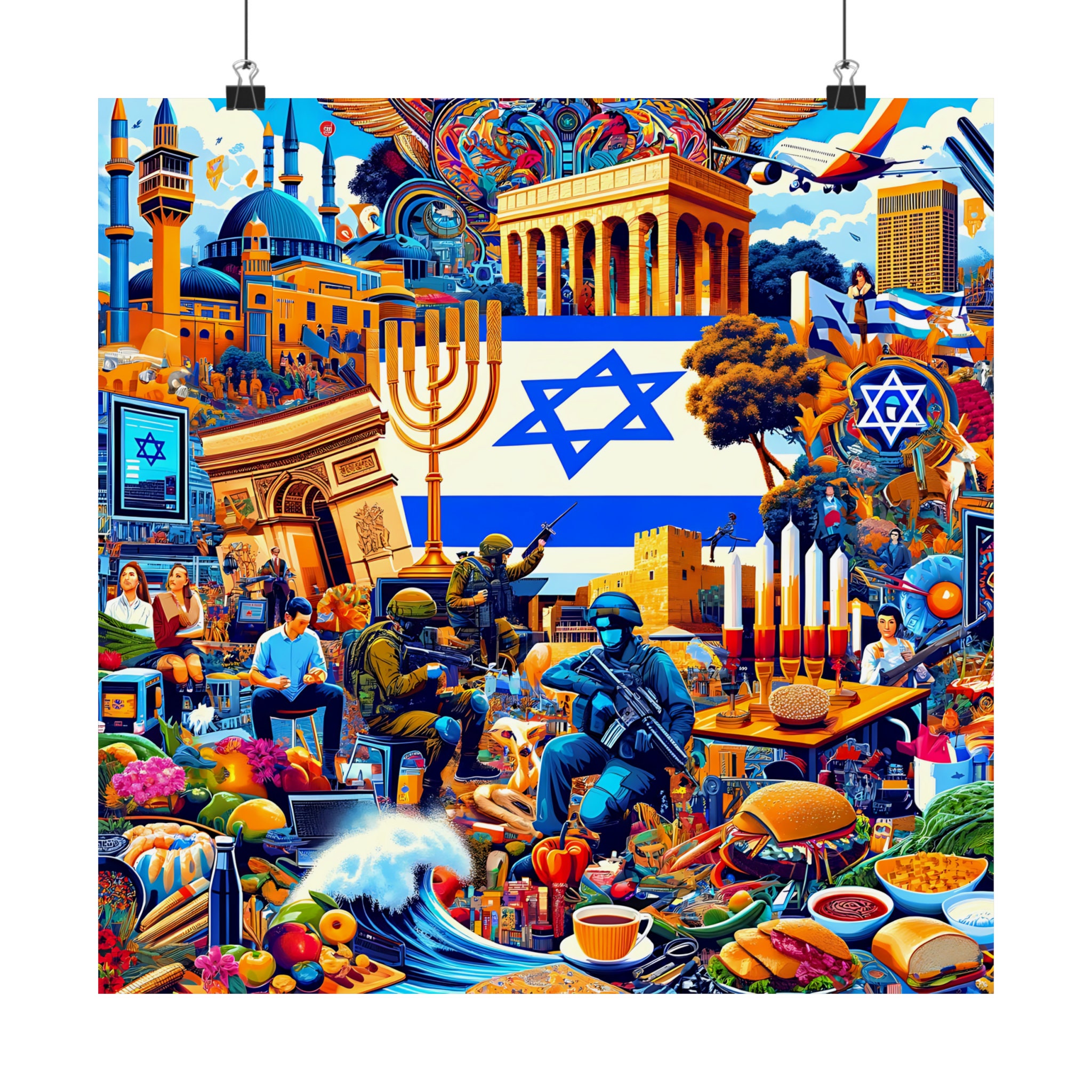 Israel Popart Collage Matte Vertical Posters - Etsy