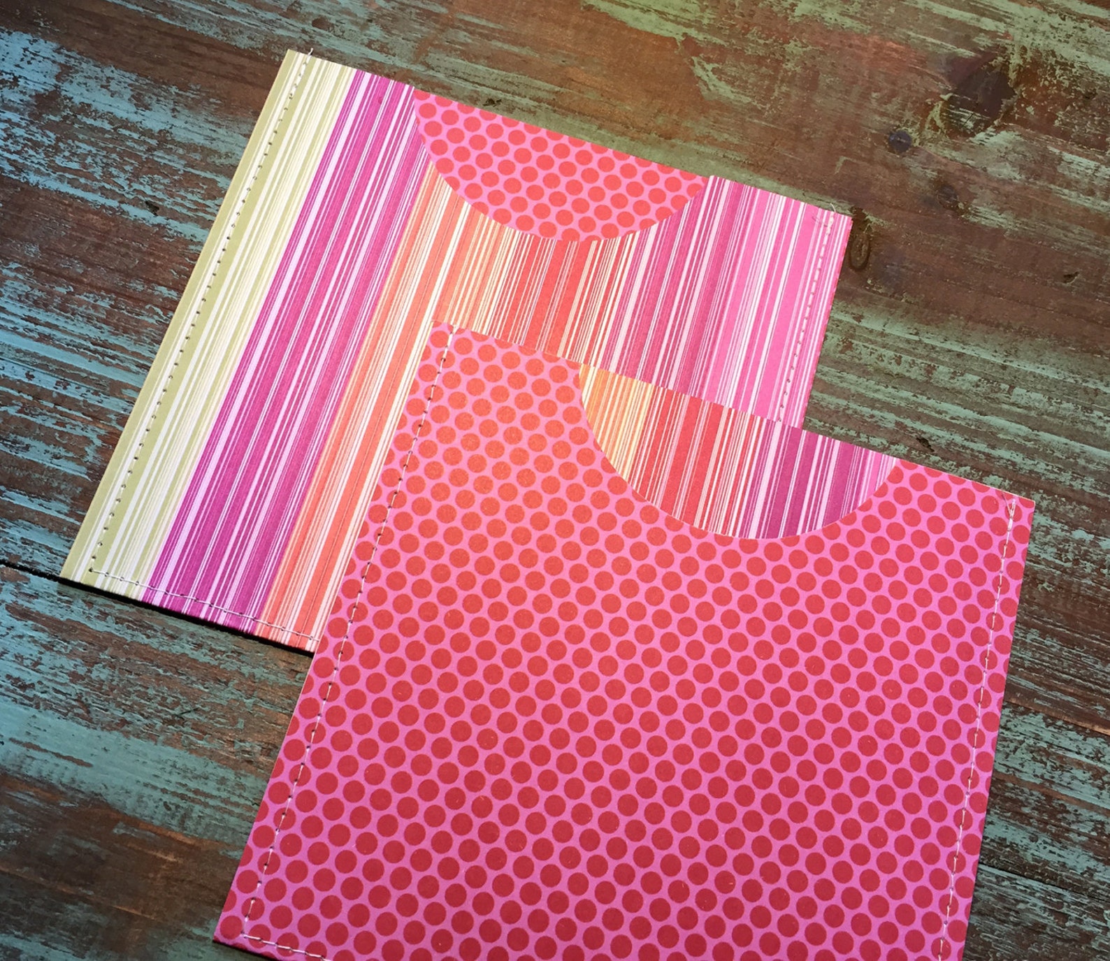 CD Paper Sleeves Set • Stripes & Dots • Handmade Pair of Disk Covers ...