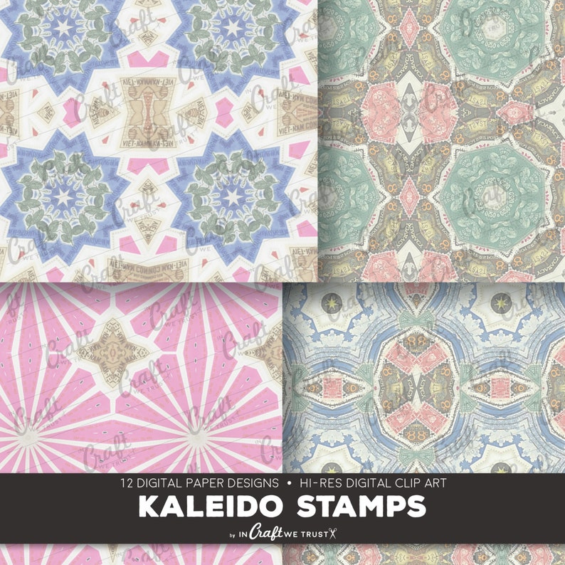 Kaleido Stamps Digital Papers 12 Hi-res Print Designs - Etsy