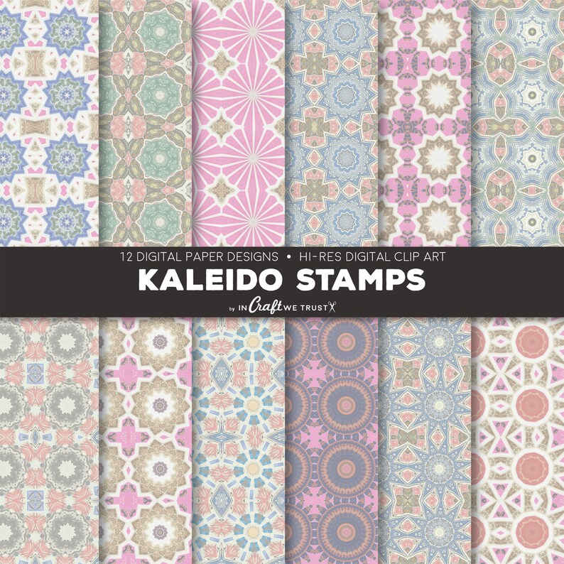 Kaleido Stamps Digital Papers 12 Hi-res Print Designs - Etsy
