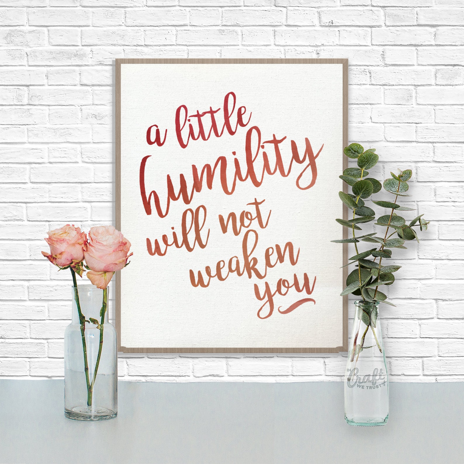 A Little Humility Digital Print • Ombre Watercolor Inspirational Quote ...