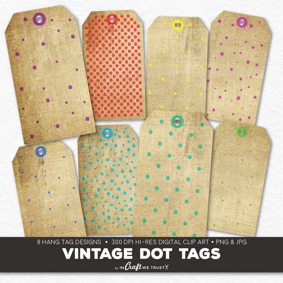 Vintage Polka Dot Hang Tags: Printable Gift Tag Designs (digital ...