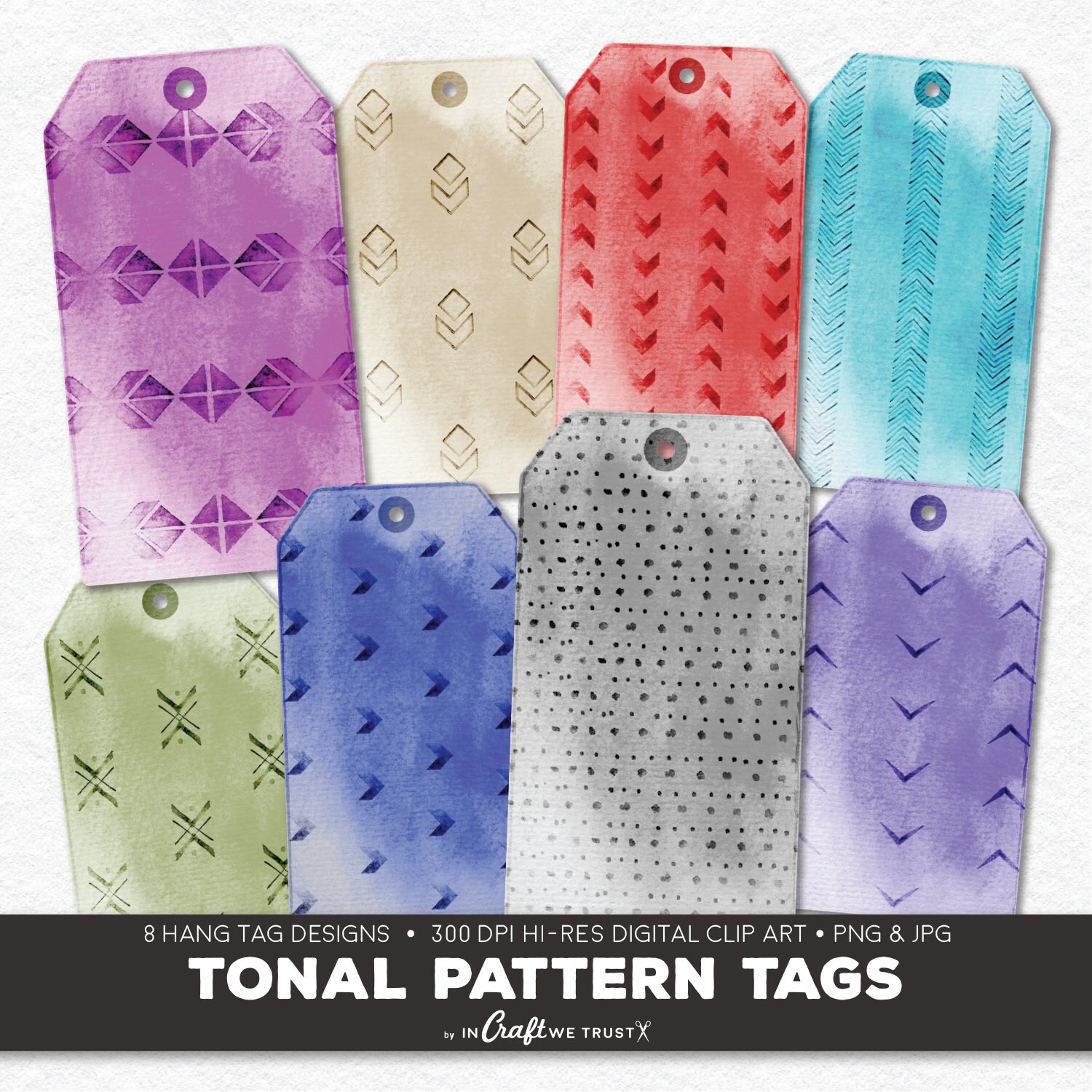 Digital Collage Sheet Tonal Pattern Printable Hang Tags 8 | Etsy