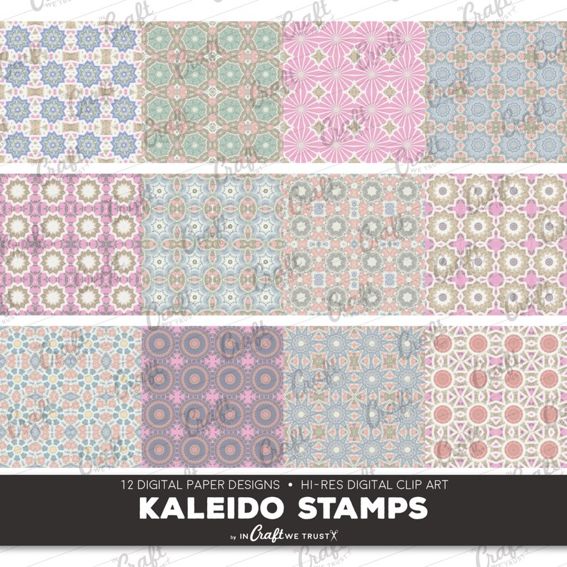 Kaleido Stamps Digital Papers 12 Hi-res Print Designs - Etsy