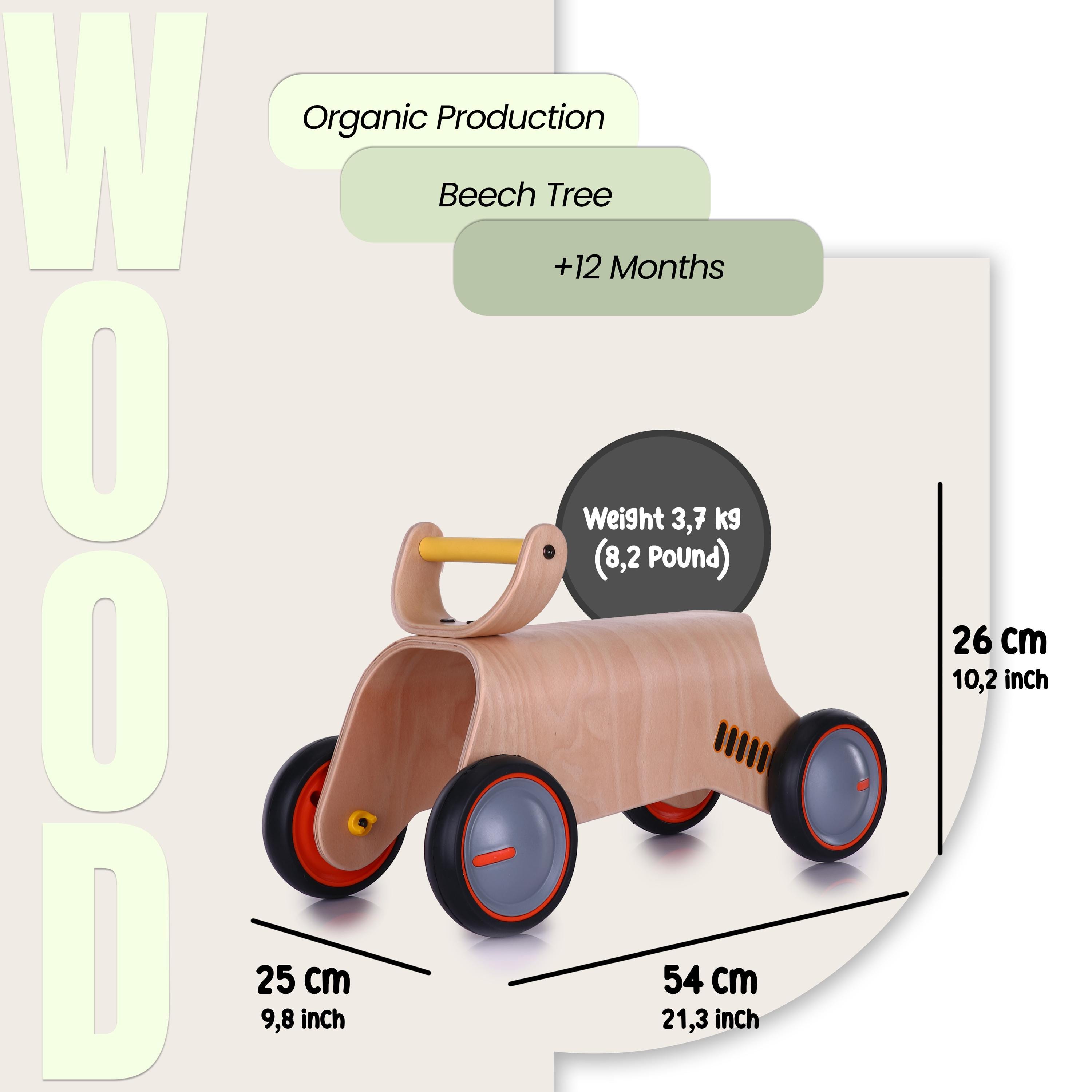 WOODEN CAR WALKER | 4 Wheels Push & Pull Walker, Toddler Walker ...