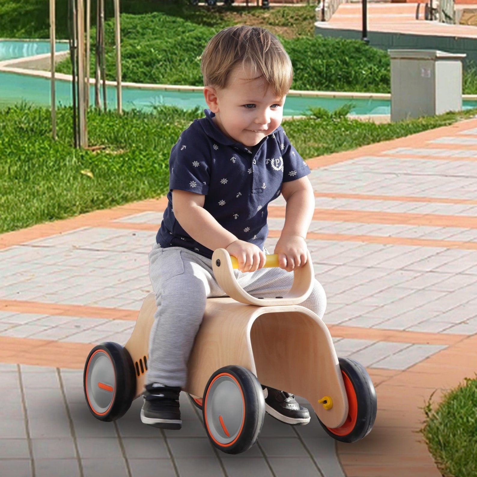 WOODEN CAR WALKER | 4 Wheels Push & Pull Walker, Toddler Walker ...