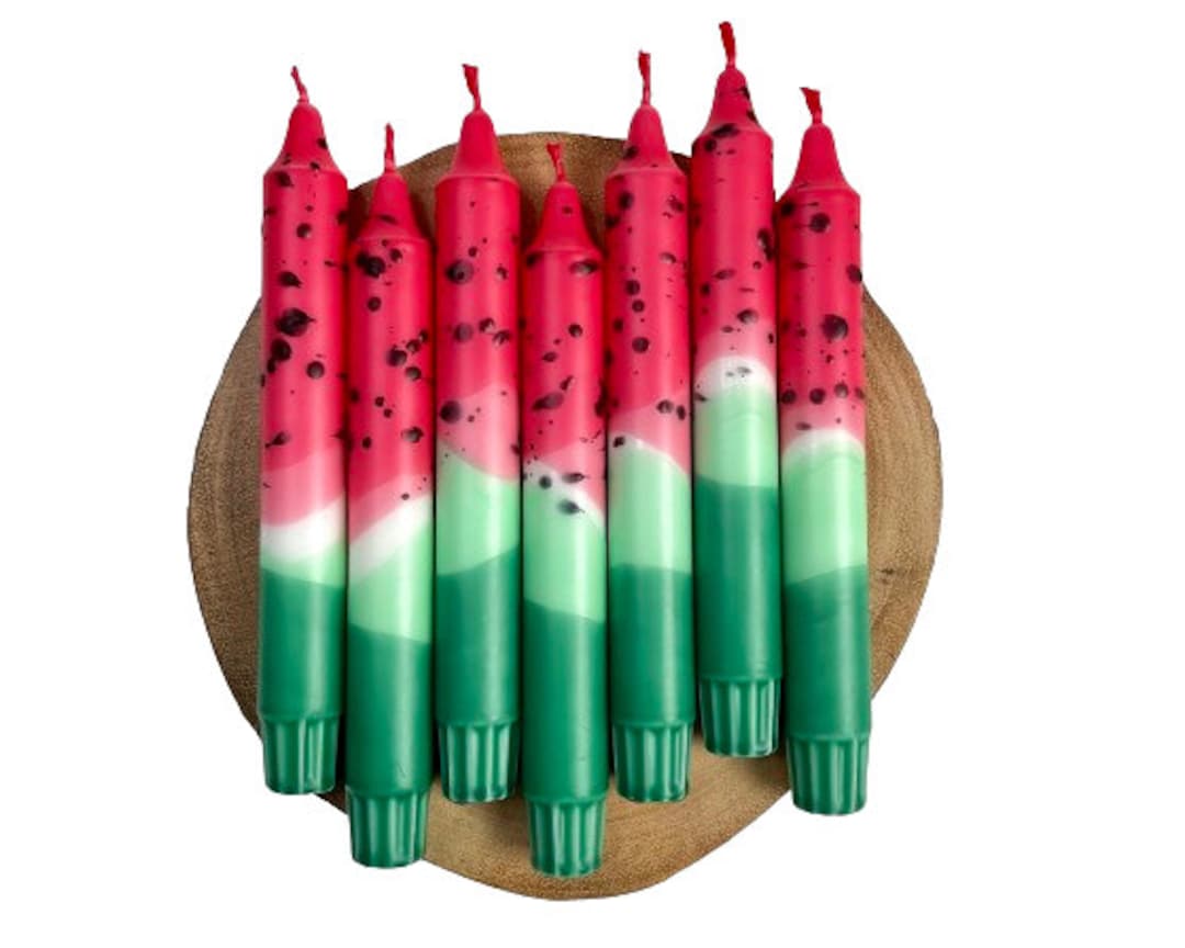 Watermelon Dip Dyed Taper Candles Hand Dipped Colorful Dinner Candles ...