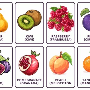 Spanish & English Flashcards | Vegetable and Fruits Flashcards ...