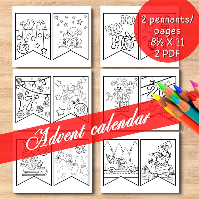 Advent Calendar to Color. Christmas Countdown. Coloring for Children. 1 ...