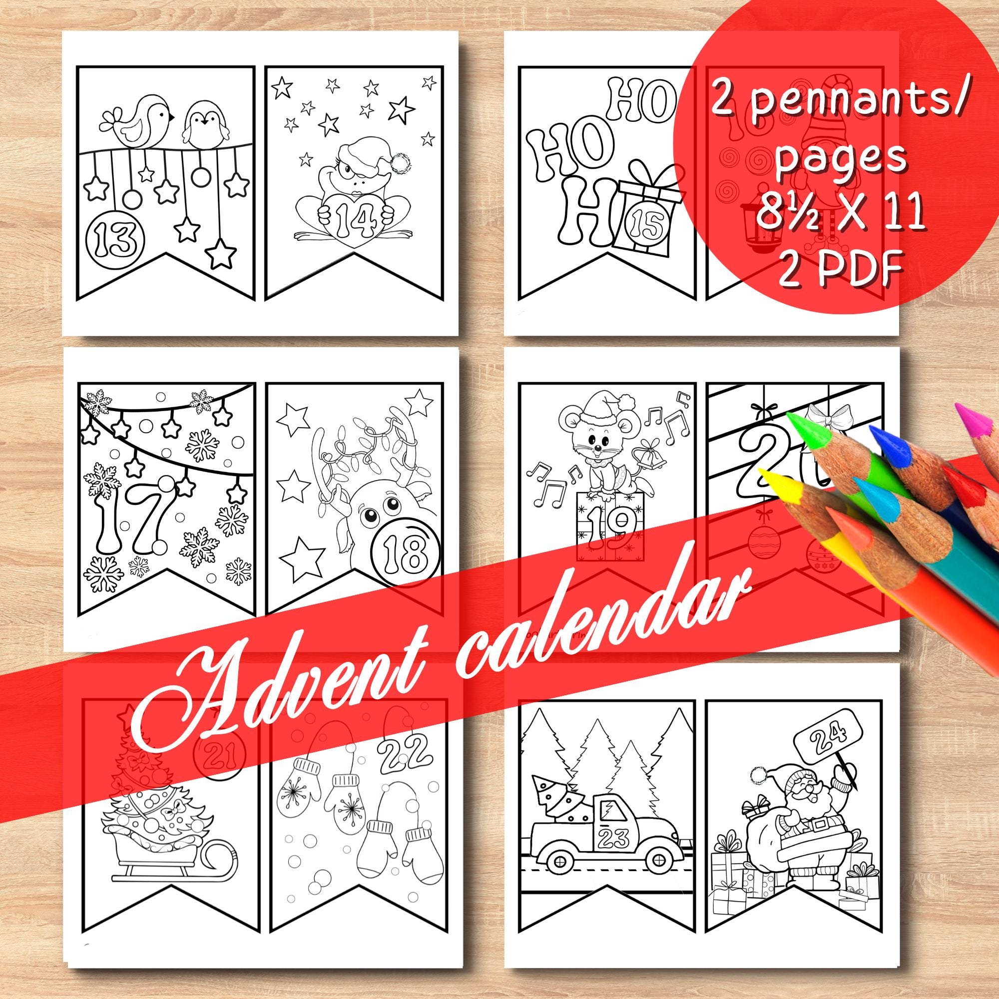 Advent Calendar to Color. Christmas Countdown. Coloring for Children. 1 ...