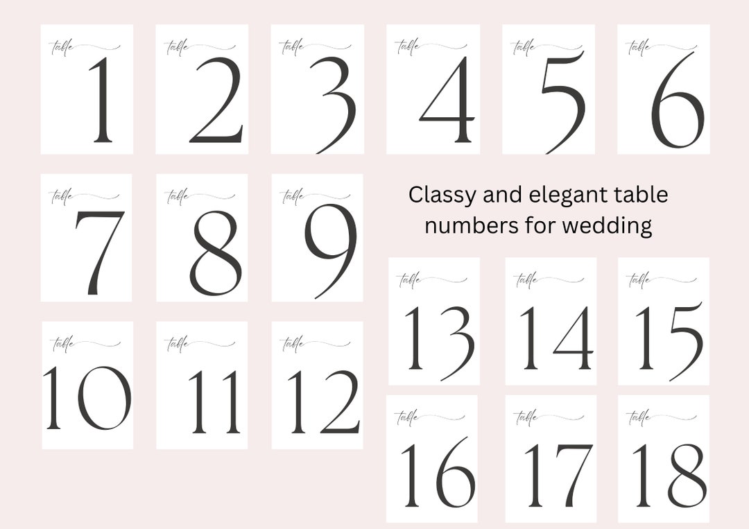 Classy and Elegant Table Numbers for Wedding 1-20 - Etsy