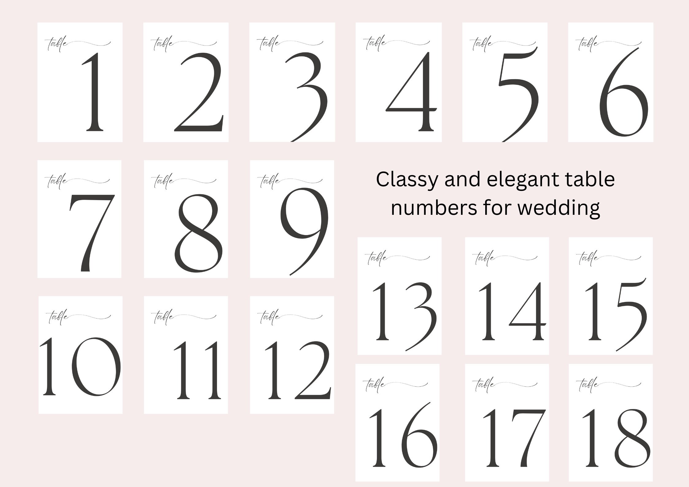 Classy and Elegant Table Numbers for Wedding 1-20 - Etsy