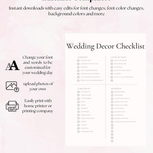 Editable Wedding Decor PDF Checklist, Includes Video on How to Edit - Etsy