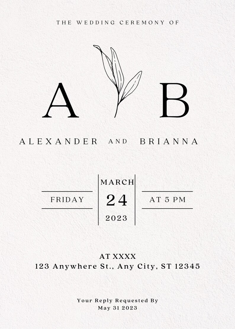 Simple Elegant Wedding Invitation - Etsy