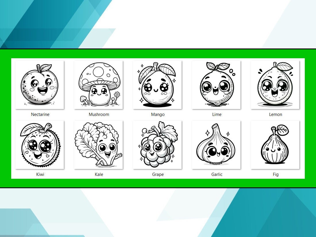 Coloring Pages for Kids - 50 Fruits and Vegetables Printable ...
