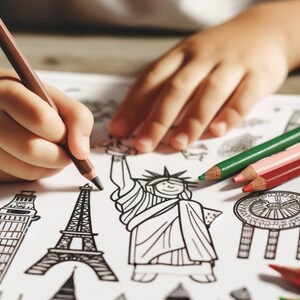 World Landmarks Coloring Pages – 50 Famous Monuments (PDF) - Etsy