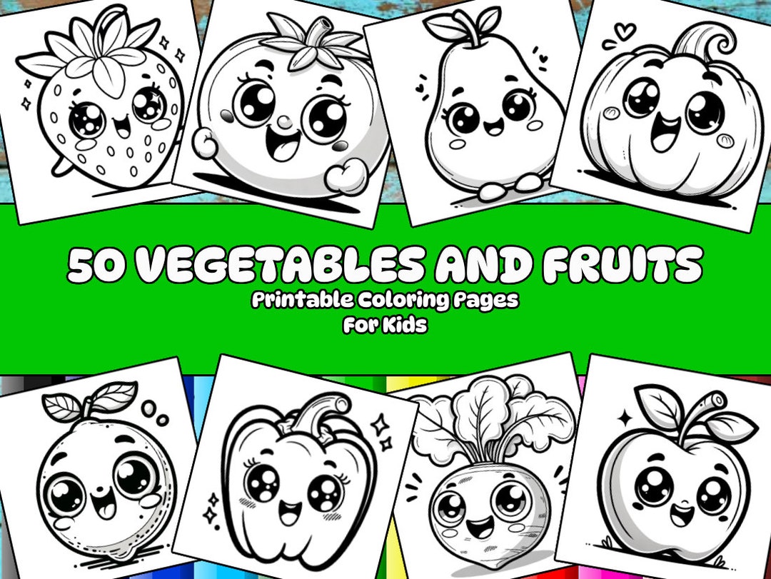 Coloring Pages for Kids - 50 Fruits and Vegetables Printable ...