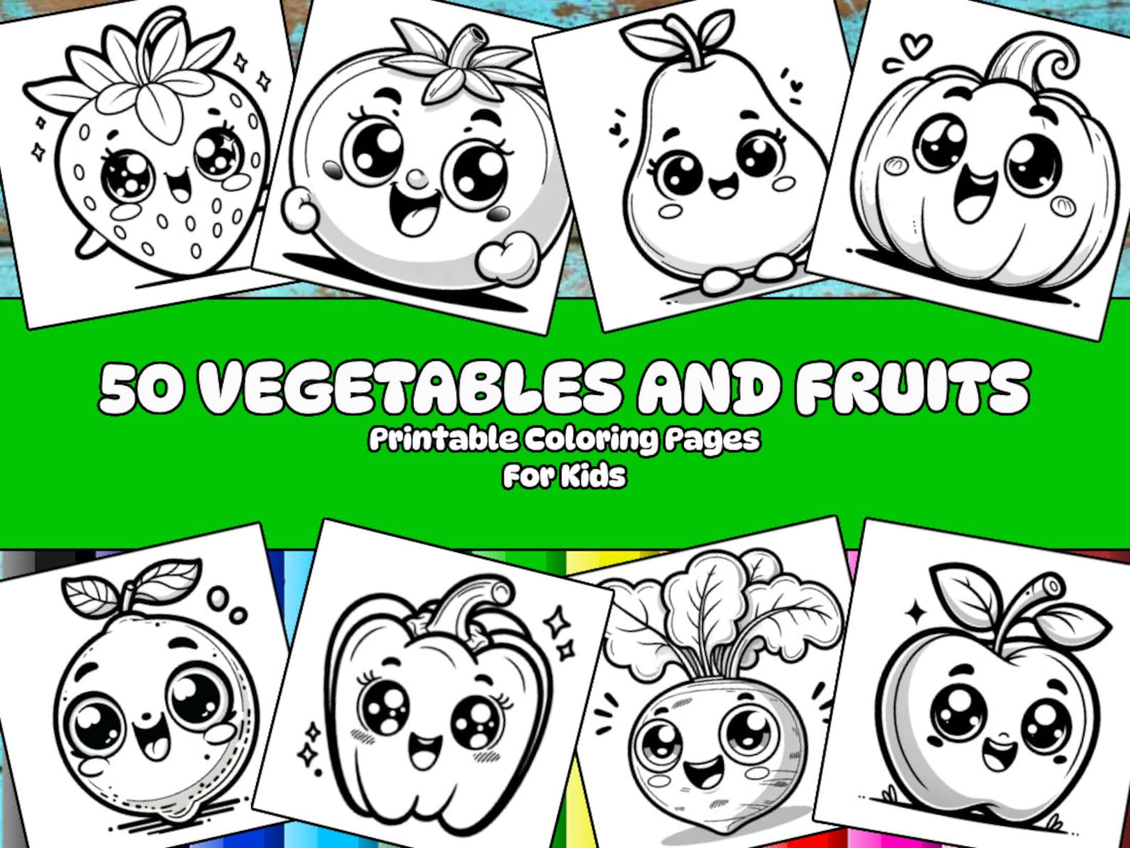 Coloring Pages for Kids - 50 Fruits and Vegetables Printable ...