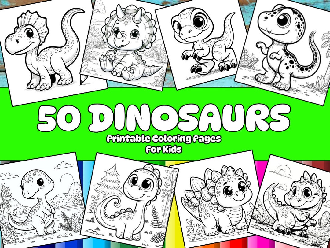 Coloring Pages for Kids - 50 Dinosaurs, Dinosaur Coloring Pages ...