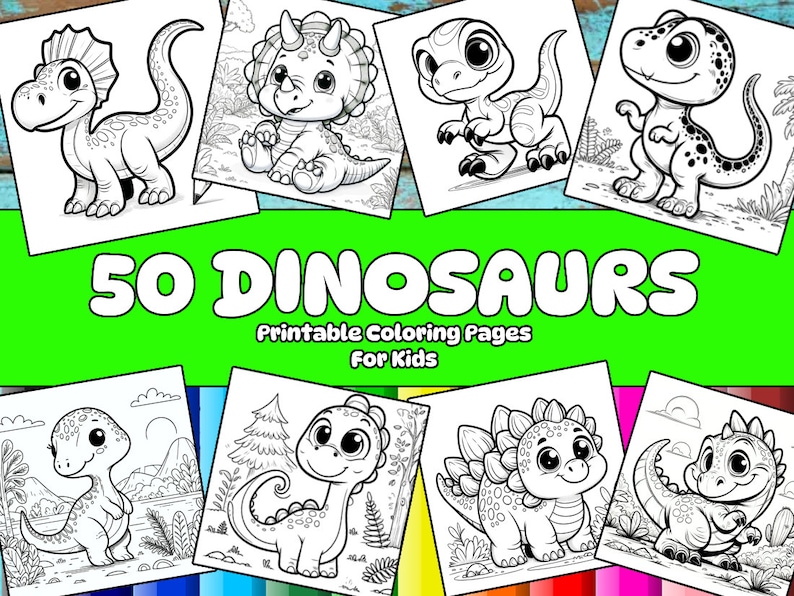 Coloring Pages for Kids - 50 Dinosaurs, Dinosaur Coloring Pages ...