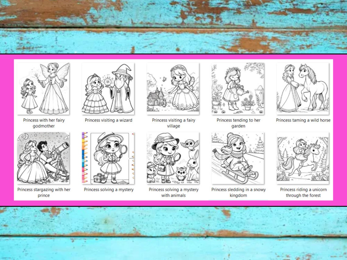 50 Magical Princess Coloring Pages for Kids - Digital Download ...