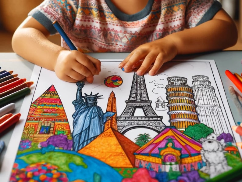 World Landmarks Coloring Pages – 50 Famous Monuments (PDF) - Etsy