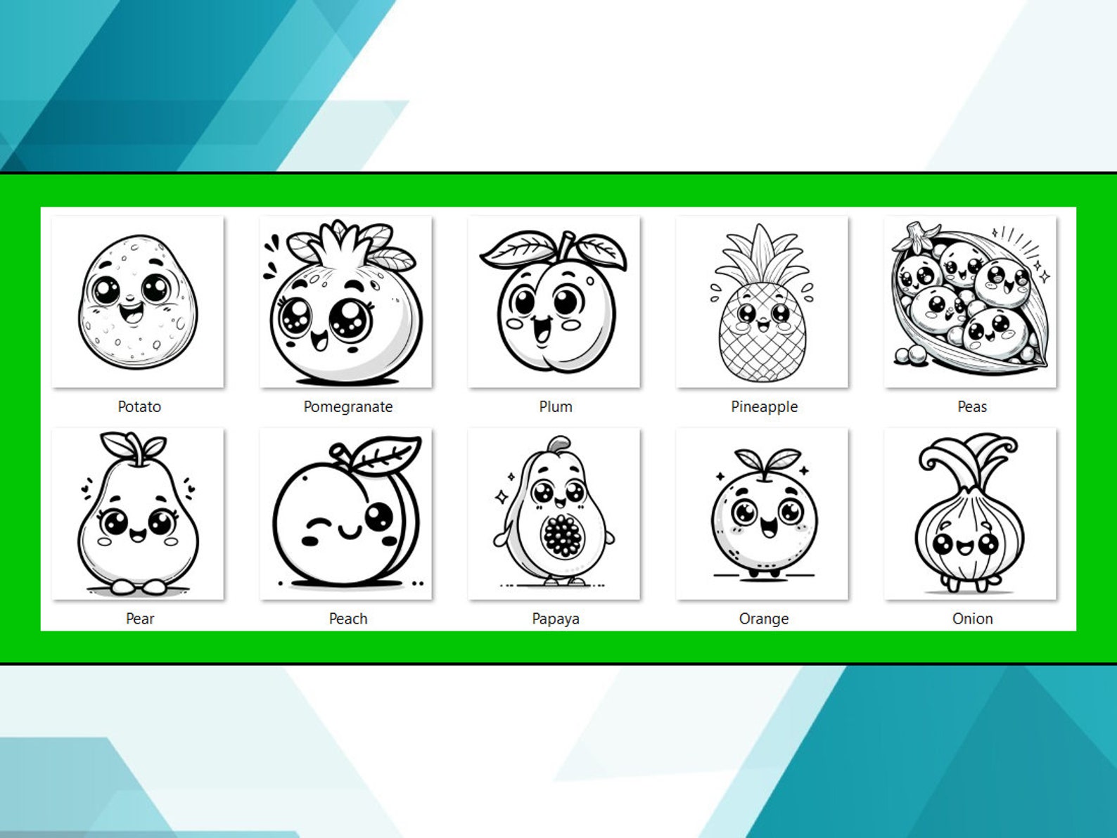 Coloring Pages for Kids - 50 Fruits and Vegetables Printable ...