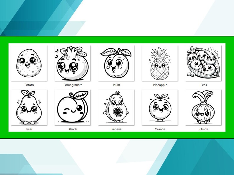 Coloring Pages for Kids - 50 Fruits and Vegetables Printable ...