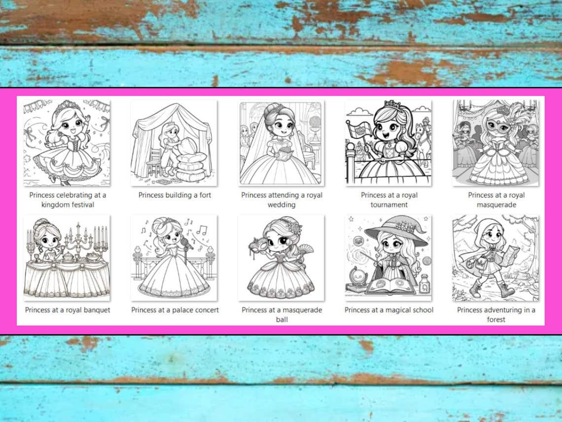 50 Magical Princess Coloring Pages for Kids - Digital Download ...