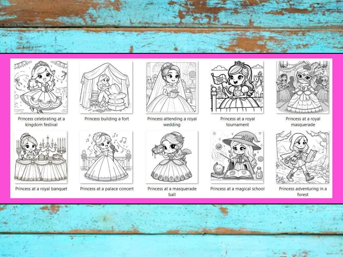 50 Magical Princess Coloring Pages for Kids - Digital Download ...
