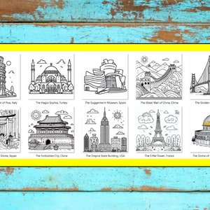 World Landmarks Coloring Pages – 50 Famous Monuments (PDF) - Etsy