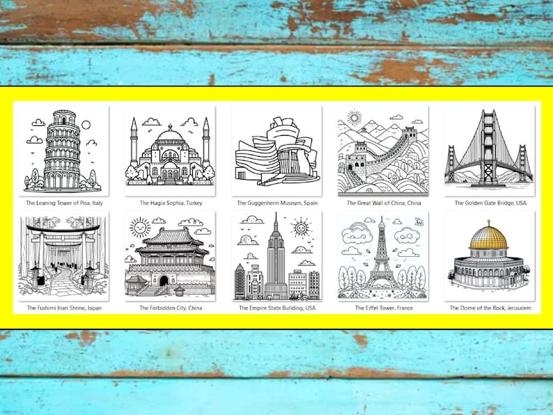 World Landmarks Coloring Pages – 50 Famous Monuments (PDF) - Etsy