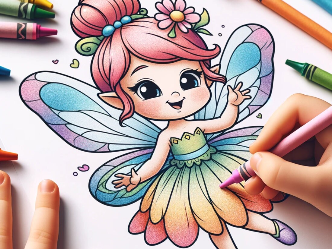 50 Cute Fairy Coloring Pages for Kids – Printable Activity (PDF) - Etsy