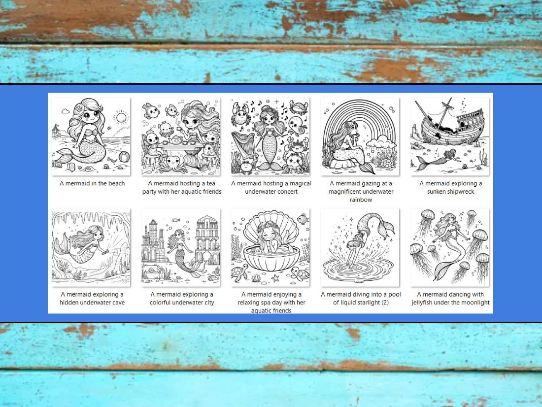 Coloring Pages for Kids - 50 Cute Mermaid, Mermaid Coloring Pages ...