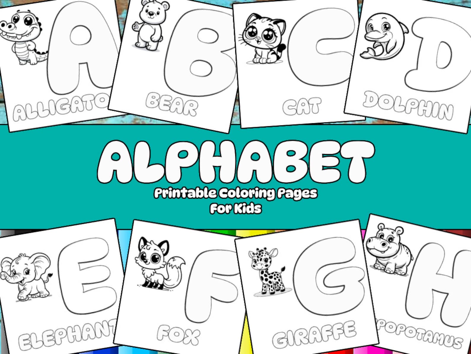 Coloring Pages for Kids - Alphabet Art With Animals, Alphabet Coloring ...