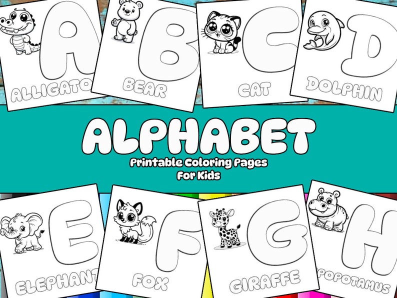 Coloring Pages for Kids - Alphabet Art With Animals, Alphabet Coloring ...