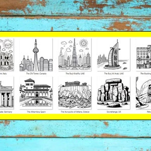 World Landmarks Coloring Pages – 50 Famous Monuments (PDF) - Etsy