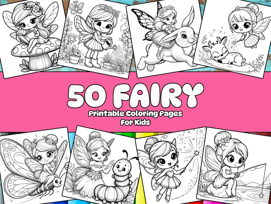 Coloring Pages for Kids - 50 Cute Fairy, Fairy Coloring Pages, Fairy ...
